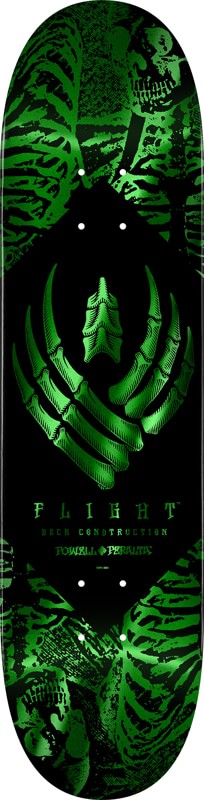 Powell Peralta Skeleton 8.5 Flight 244 Shape Skateboard Deck - green ...