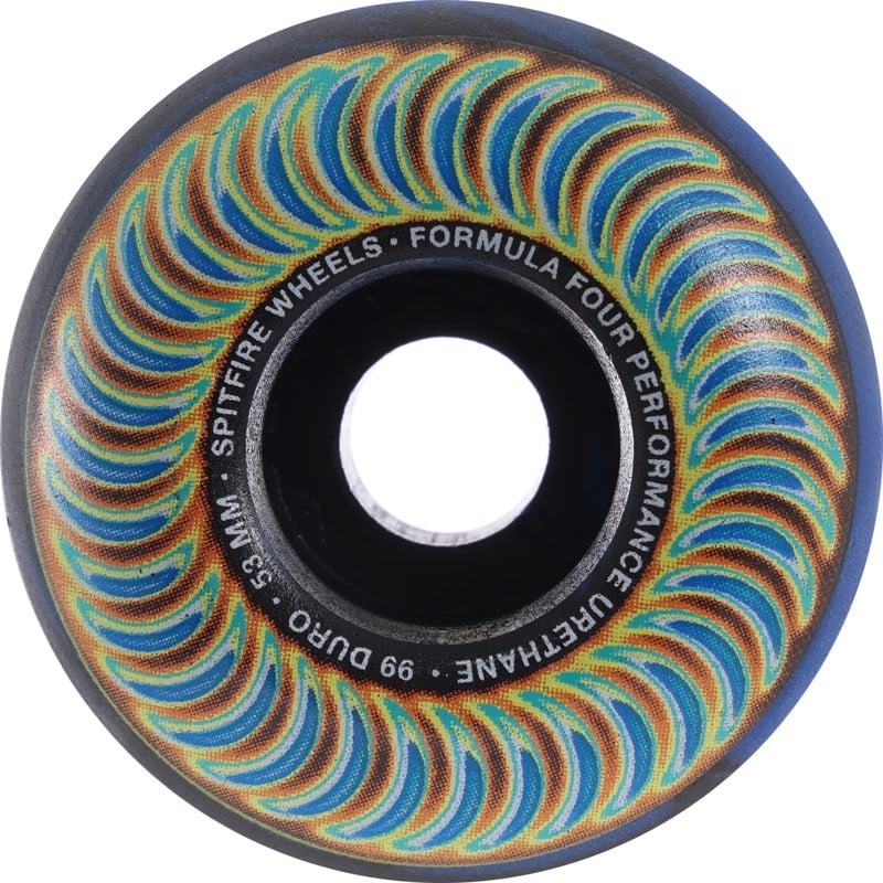 Spitfire Radioactive Formula Four Classic Skateboard Wheels - black/blue swirl (99d) | Tactics