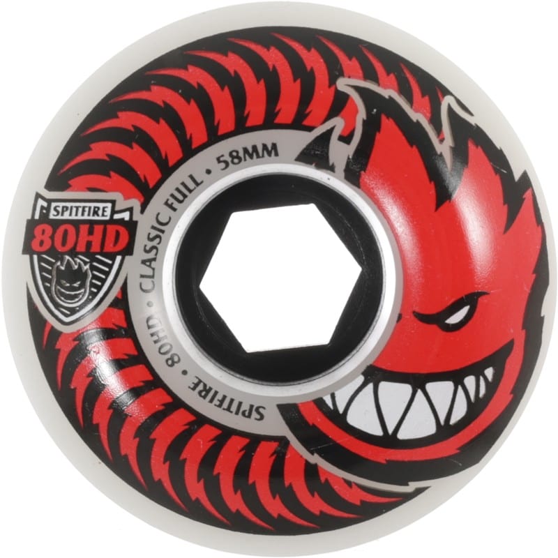 Spitfire 80HD Classic Full Cruiser Skateboard Wheels - white/red (80d) | Tactics